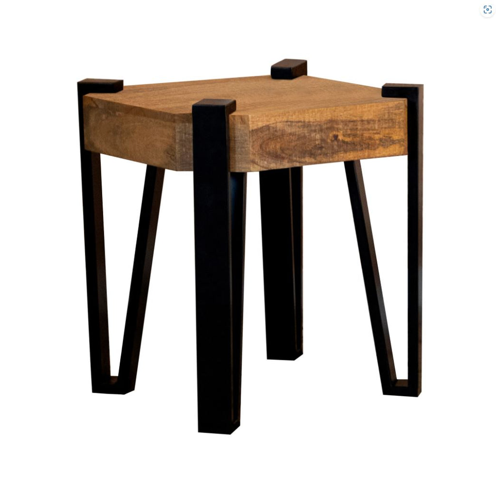 Winston Wooden Square Top End Table Natural/Matte Black, Mango Wood ...