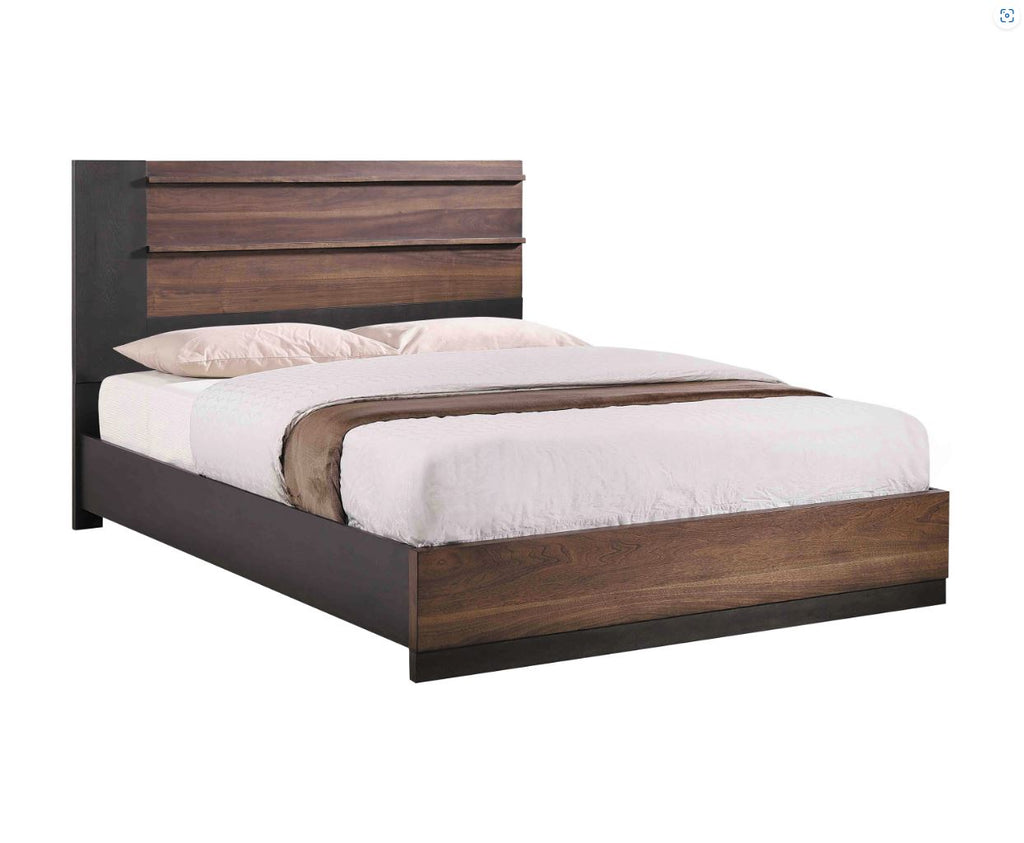 Azalia Queen Size Bed Set Black and Walnut – Otsukas Furniture